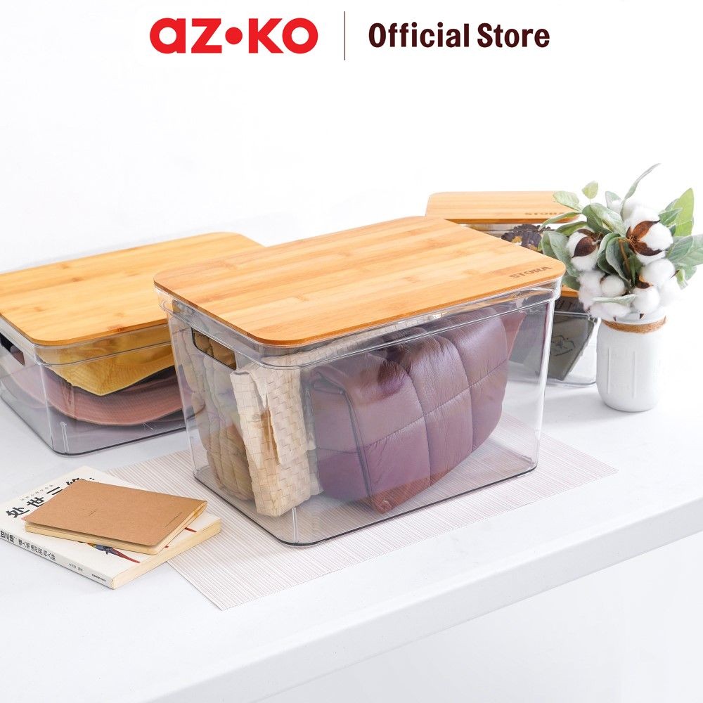Jual AZKO Stora 20 ltr Kotak Penyimpanan Dengan Tutup Bambu Kotak ...