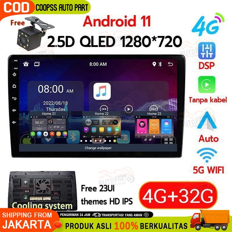 Jual 【with kipas pendingin】 4G+32G IPS Screen Head Unit 7/9/10 Inch Car Android 13 Navigasi ...