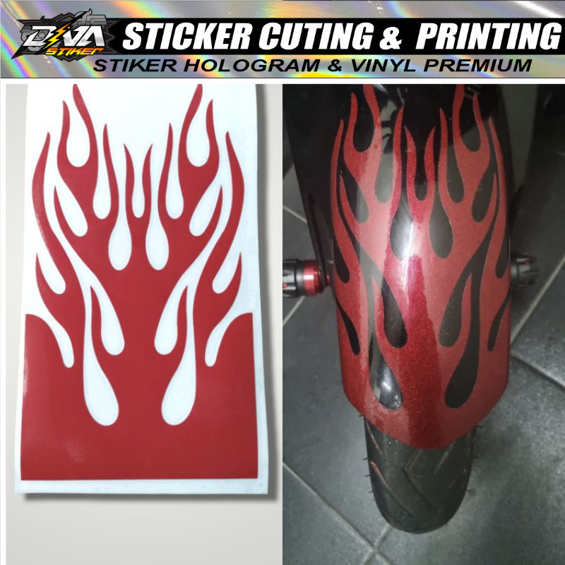 Jual Stiker Spakbor Depan Tribal Api Cutting Bahan Hologram Anti Air ...