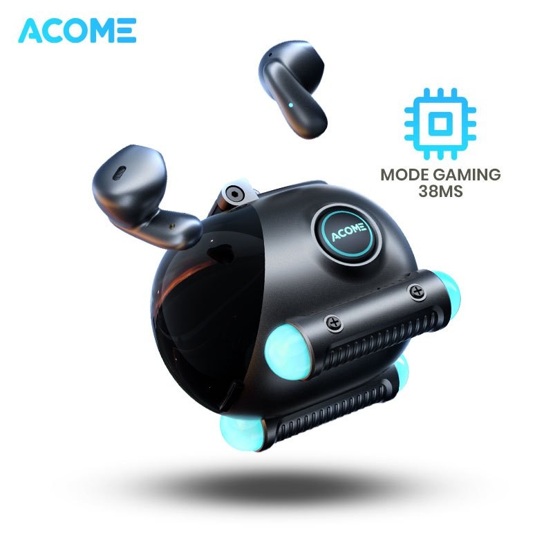 Jual ACOME Inpods AT08 Earphone Headset TWS Gaming Bluetooth 5.4 RGB ...