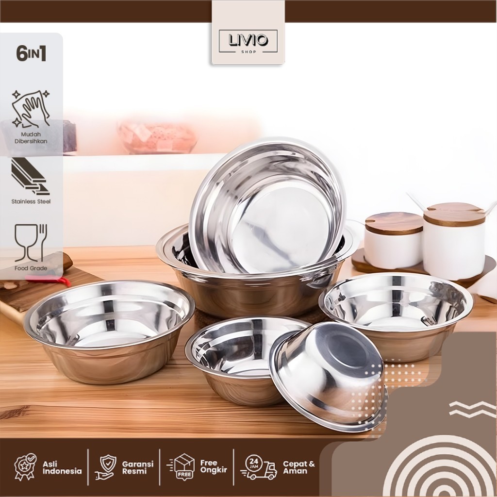 Jual Goto Unipan Versatile Basin Set Baskom Stainless Serbaguna 6IN1 ...