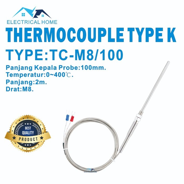 Jual THERMOCOUPLE THERMO COUPLE KEPALA PROBE 100MM TERMOKOPEL TYPE K 2 ...
