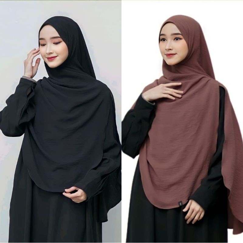 Jual Hijab Syar'i Pashmina Oval Jumbo Crinckle Airflow/Hijab Malaysia Syar'i /Jilbab Syar'i ...