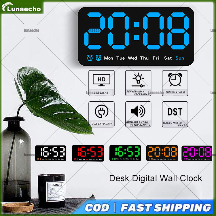 Jual Jam Digital LED Layar Besar (Putih, Hijau, Merah) - Desain Modern ...