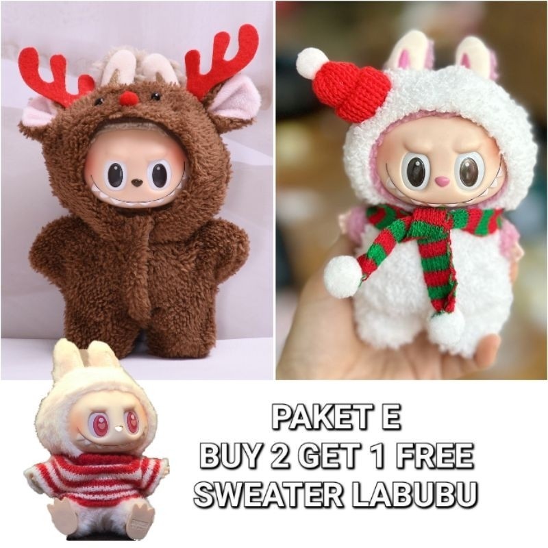 Jual BUY 2 GET 1 FREE Promo Baju Labubu Natal Mantel Santa Topi Syal ...