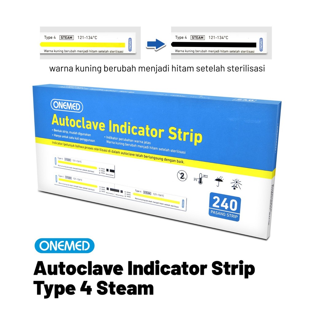 Jual ONEMED Autoclave Indicator Strip Box Isi 240 Pasang OOF | Shopee ...