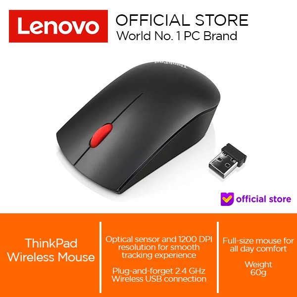 Jual Lenovo Wireless Mouse ThinkPad Essential 1200dpi Optical Black ...