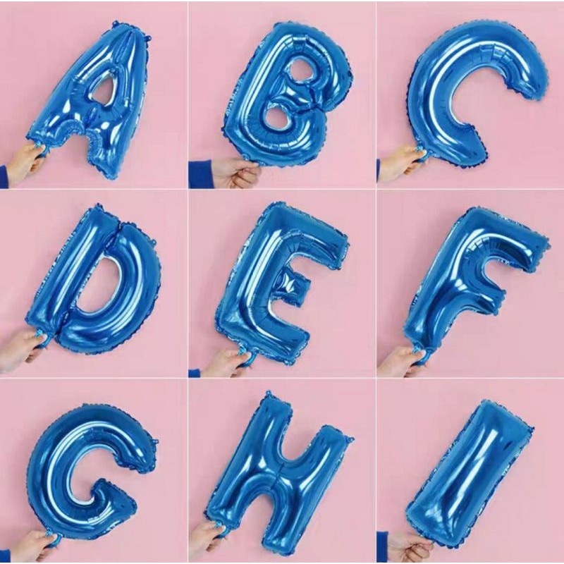 Jual SONRISA - Balon Huruf Biru Polos 40cm / Abjad Alphabet Biru A-Z ...