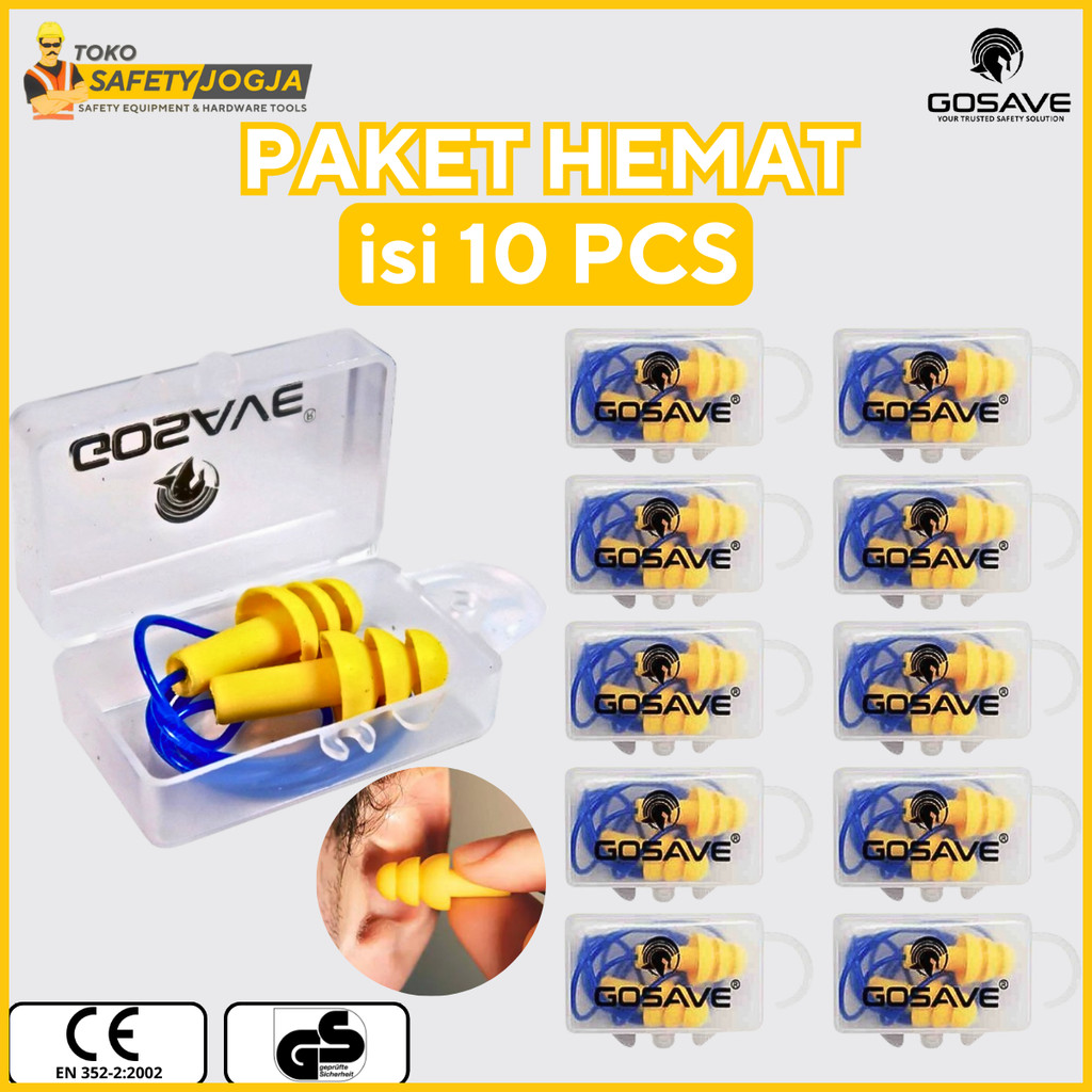 Jual [ PAKET HEMAT Isi 10 PCS ] EARPLUG GOSAVE Noise Reduction 25 dB ...