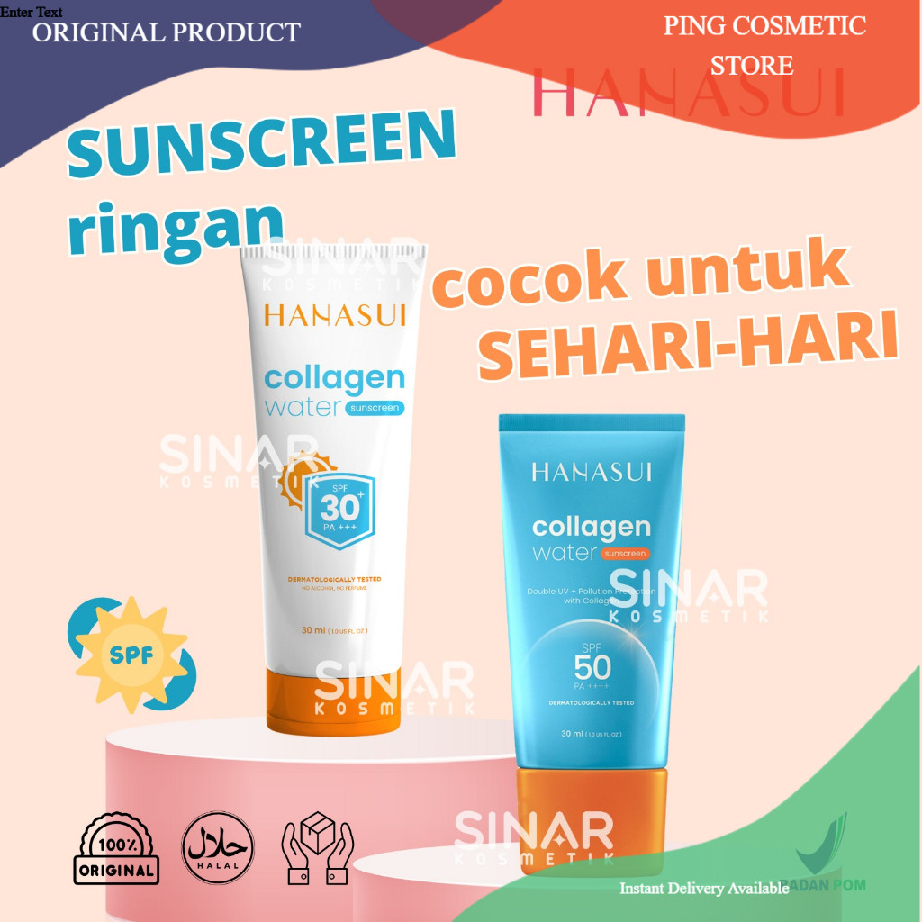 Jual Hanasui Collagen Water Sunscreen SPF 50 // SPF 30 - 30ml | Shopee ...