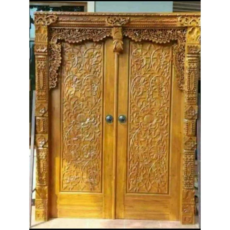 Jual Pintu Ukir Gebyok Minimalis Ful Kayu Jati Pintu Ukir Motif Bunga ...