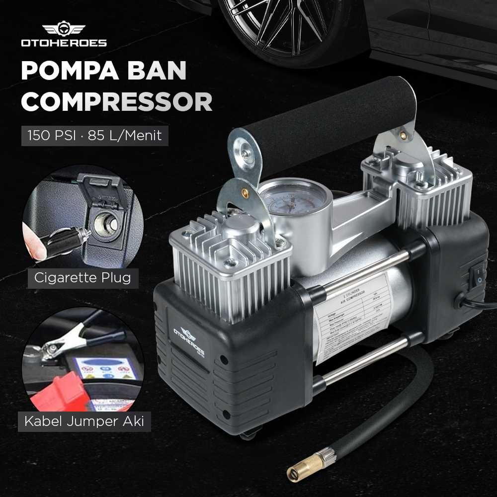Jual OTOHEROES Pompa Ban Compressor Double Cylinder 12V 150 PSI - 628 ...