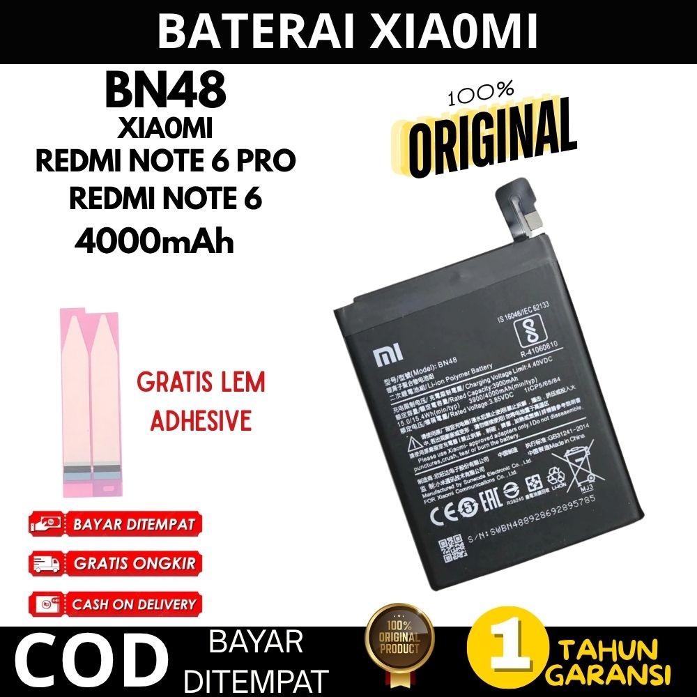 Jual BATERAI BATRE XIAOMI REDMI NOTE 6 / REDMI NOTE 6 PRO BN48 4000MAH ...