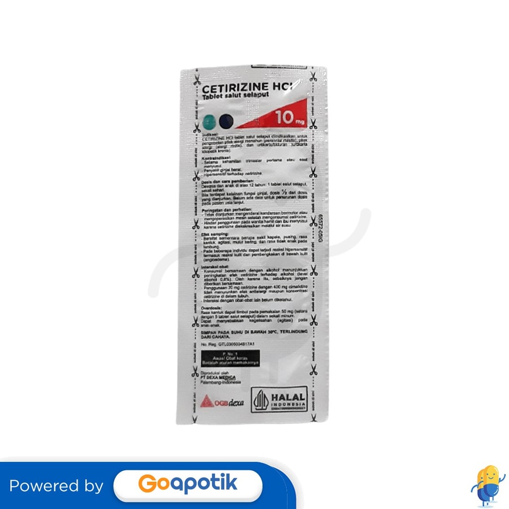 Jual Cetirizine Hcl Ogb Dexa Medica 10 Mg Strip 10 Kapsul / Alergi ...