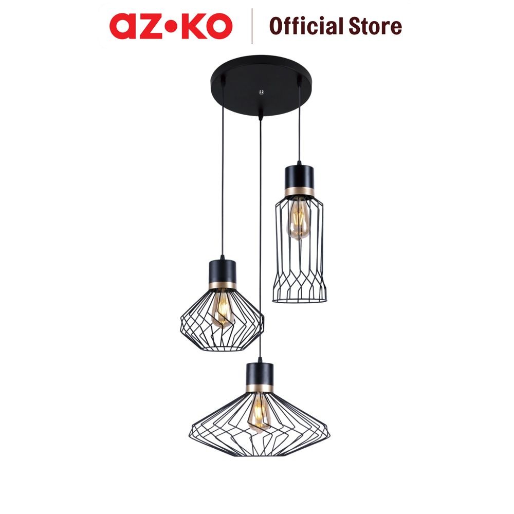 Jual AZKO Eglare Khola Lampu Gantung Hias 3l - Hitam Chandelier Lamp ...