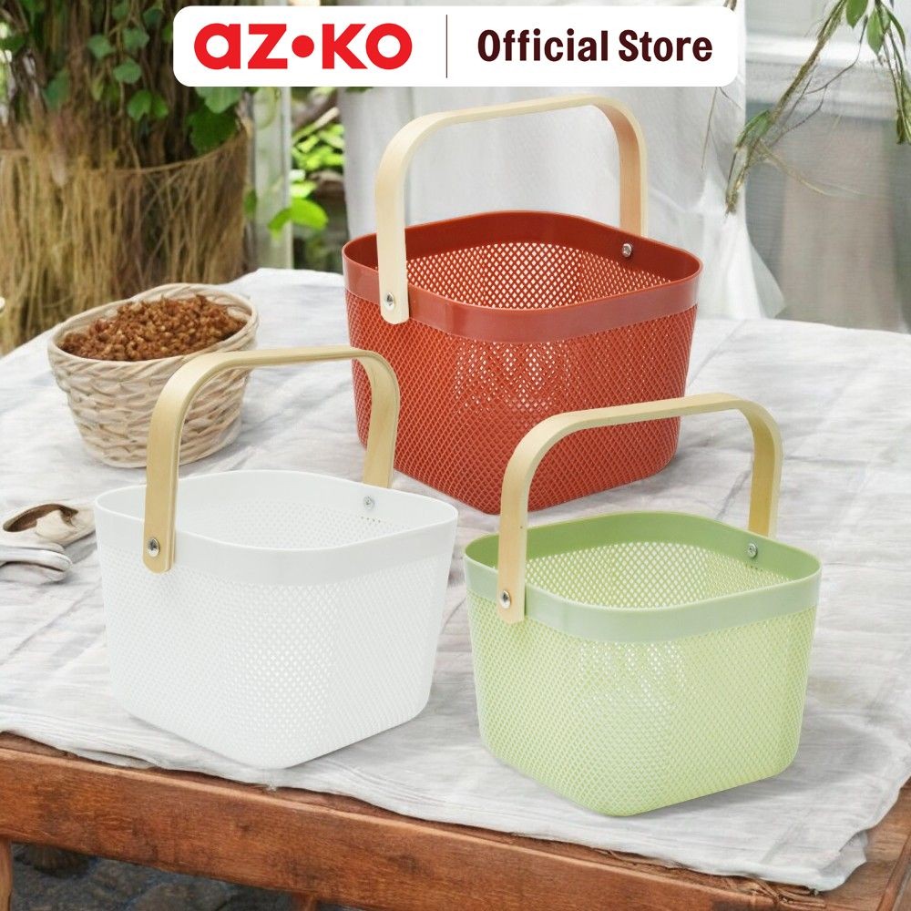 Jual AZKO Stora 25X25X30 cm Keranjang Penyimpanan Handle Kayu Storage ...