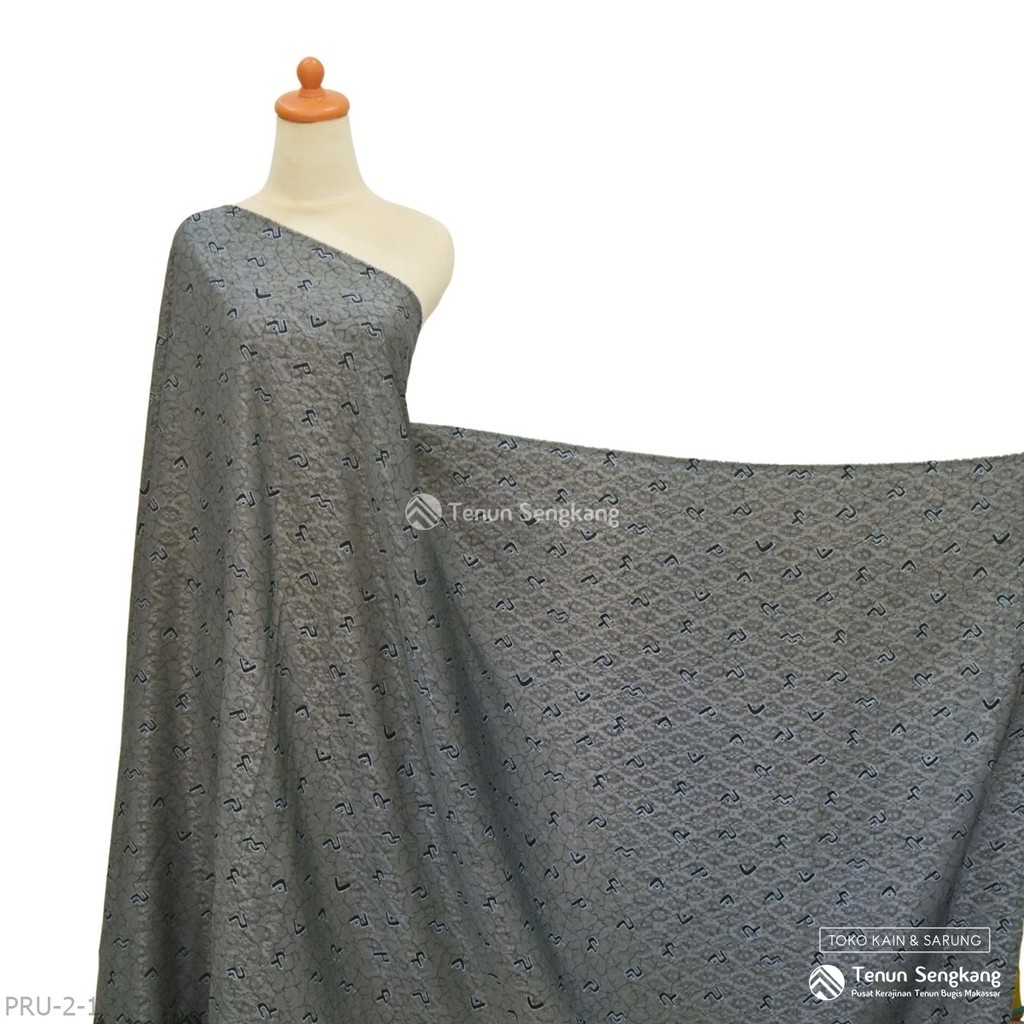 Jual Kain Tenun Dobby Batik Bugis Makassar Abu-Abu Motif Lontara ...