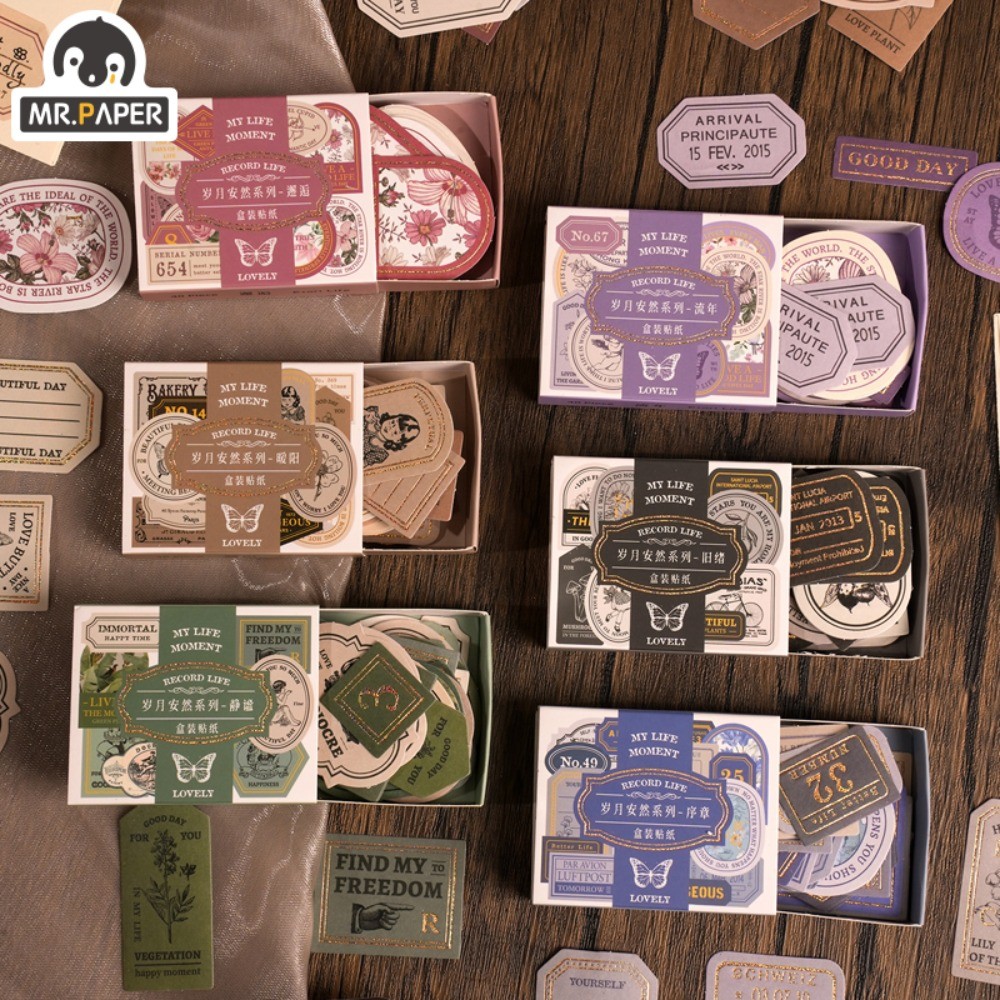 Jual Mr. Paper Light Retro Label Box Stickers Writable Sealing Sticker ...