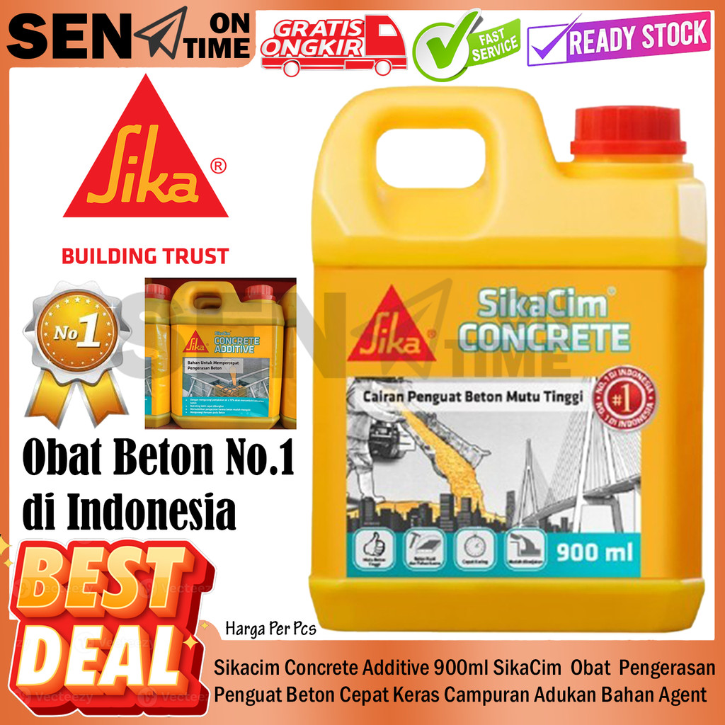 Jual Bahan Pengeras Sikacim Concrete Additive 900ml Pengerasan Semen Cepat Keras Agent Lem Sika ...