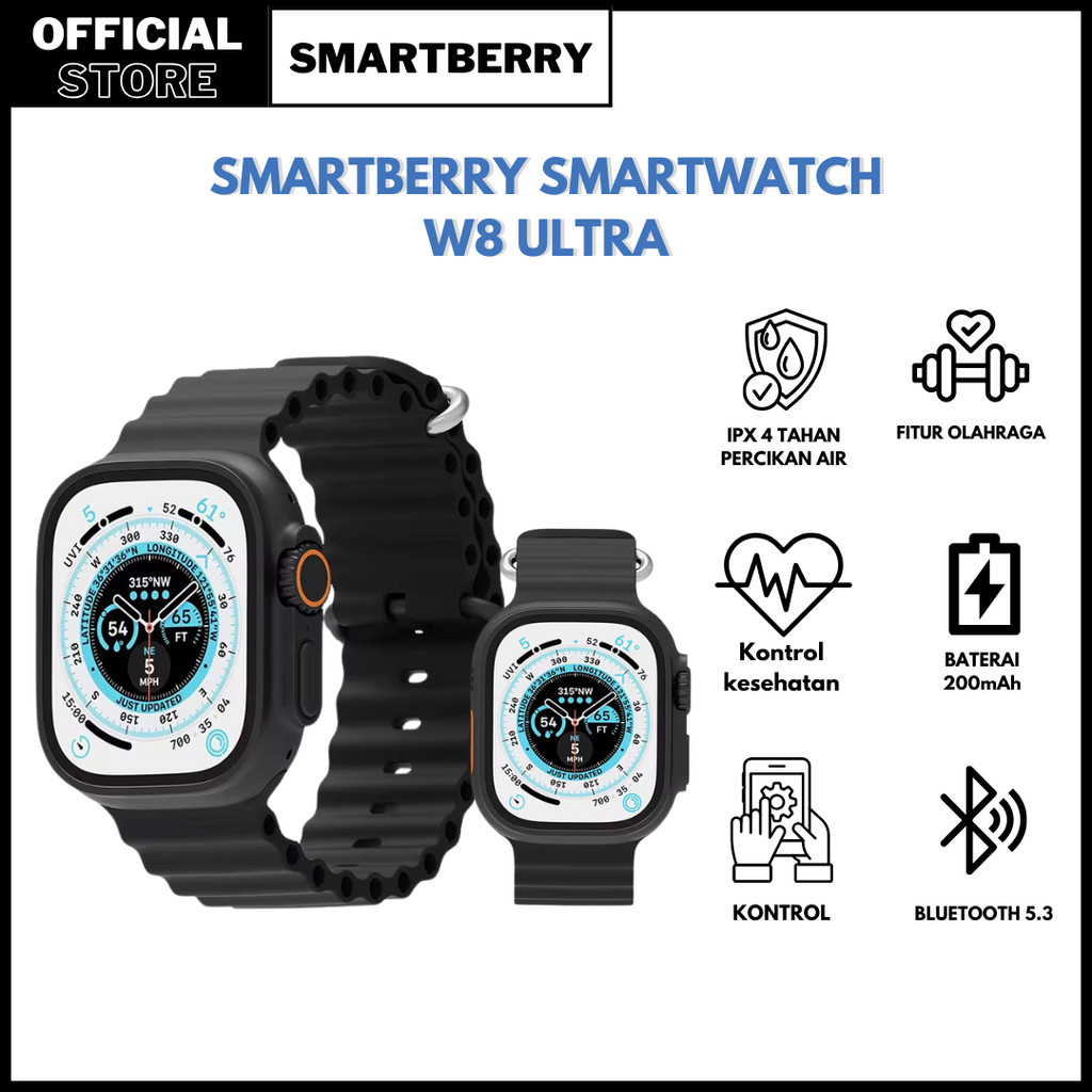 Jual Smartberry W8 Ultra Smartwatch – Jam Pintar Trendi & Kekinian ...