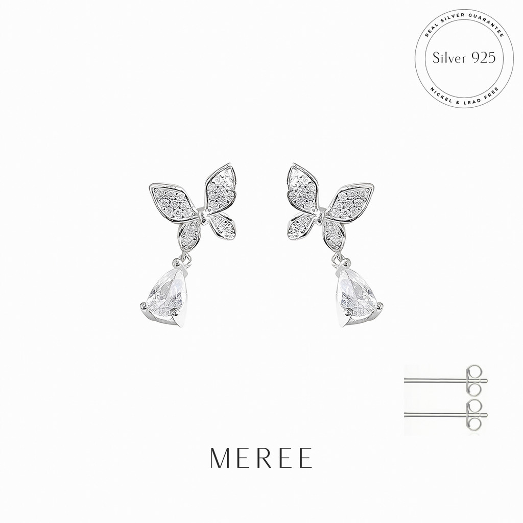 Jual Meree Lilia Butterfly Tear Drop Earring Sterling Silver Anting ...