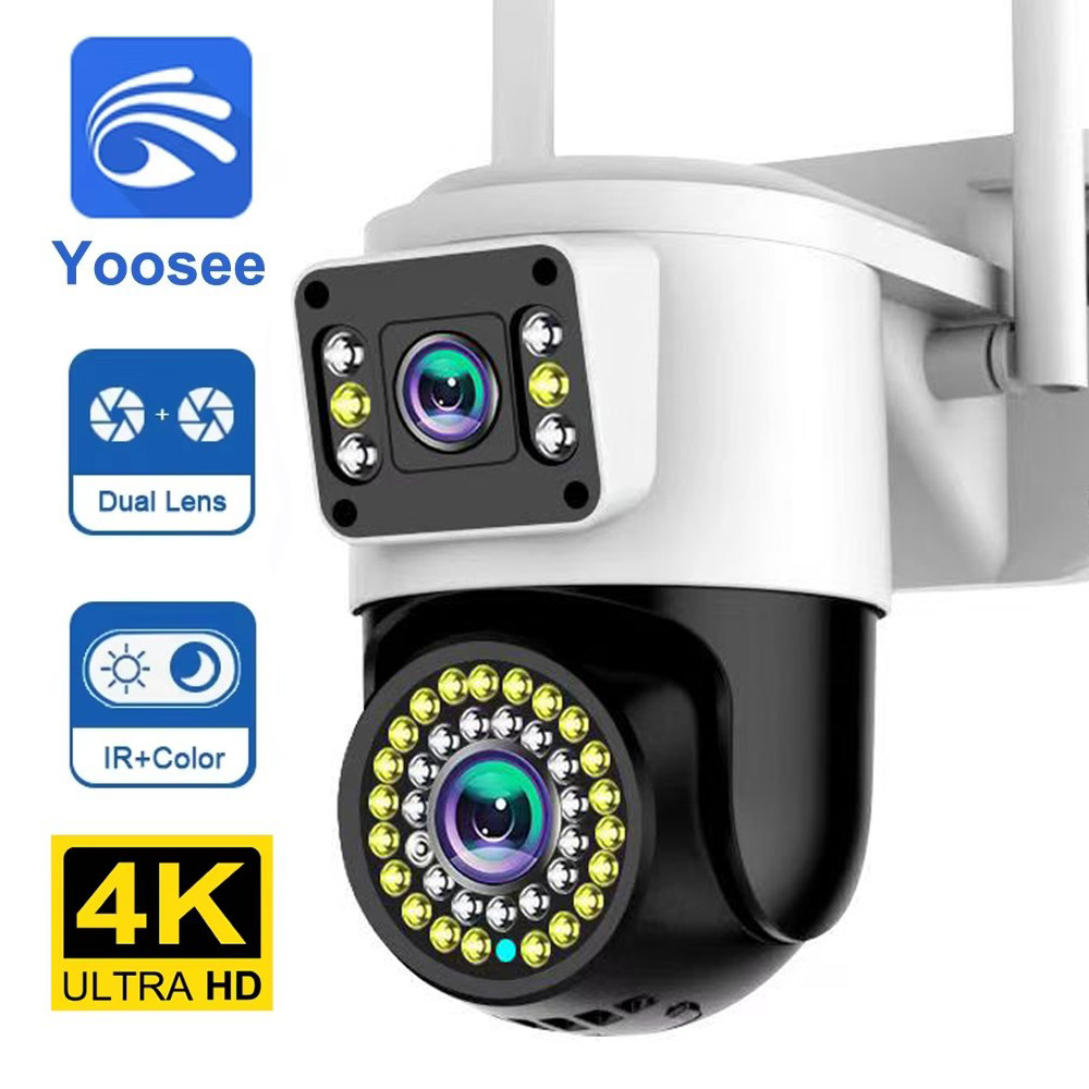Jual 4K 8MP YOOSEE Dual Lens WIFI PTZ Outdoor Camera Dual Screen Color ...