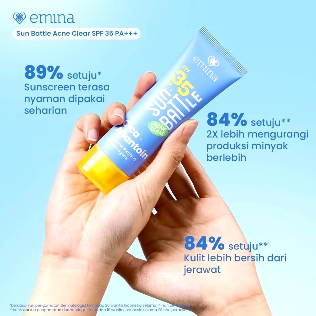 Jual Emina Sun Battle SPF 35 PA +++ Acne Clear Cica + Allantoin Airy ...