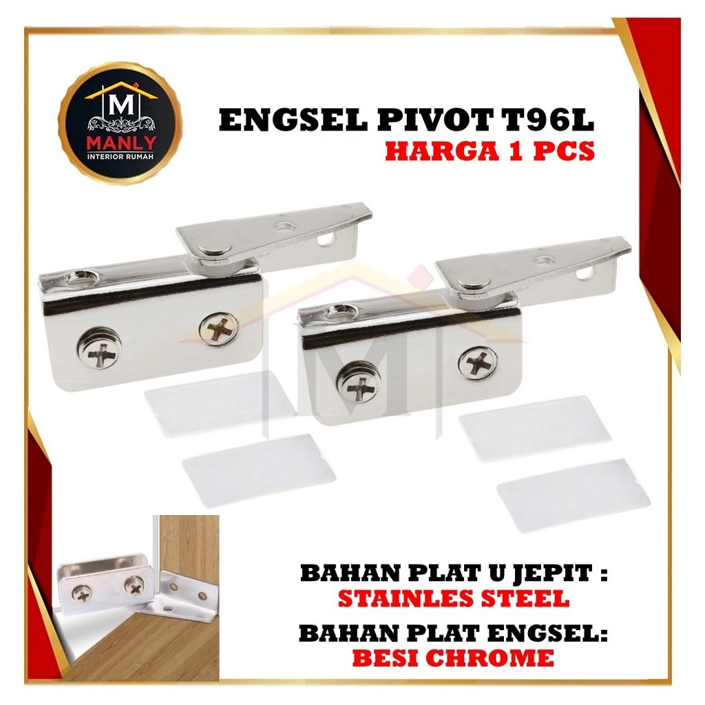 Jual Engsel Pintu Lemari Pivot Kaca Kayu Penjepit Kaca T96L Plat Besar ...
