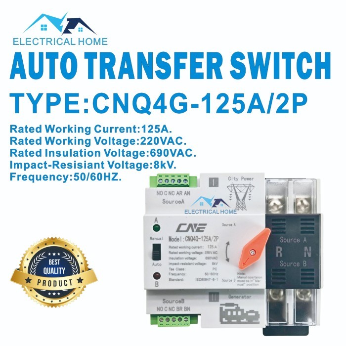 Jual Automatic Transfer Switch 2P 125A MCB Tipe ATS Dual Power | Shopee ...