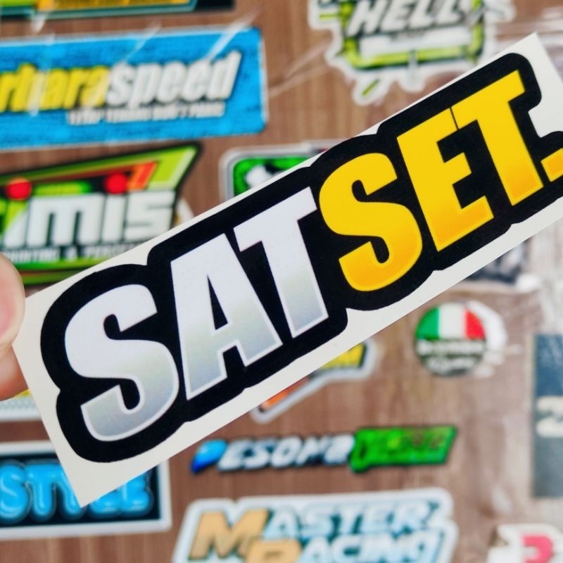 Jual stiker SAT SET kuning putih glossy | Shopee Indonesia