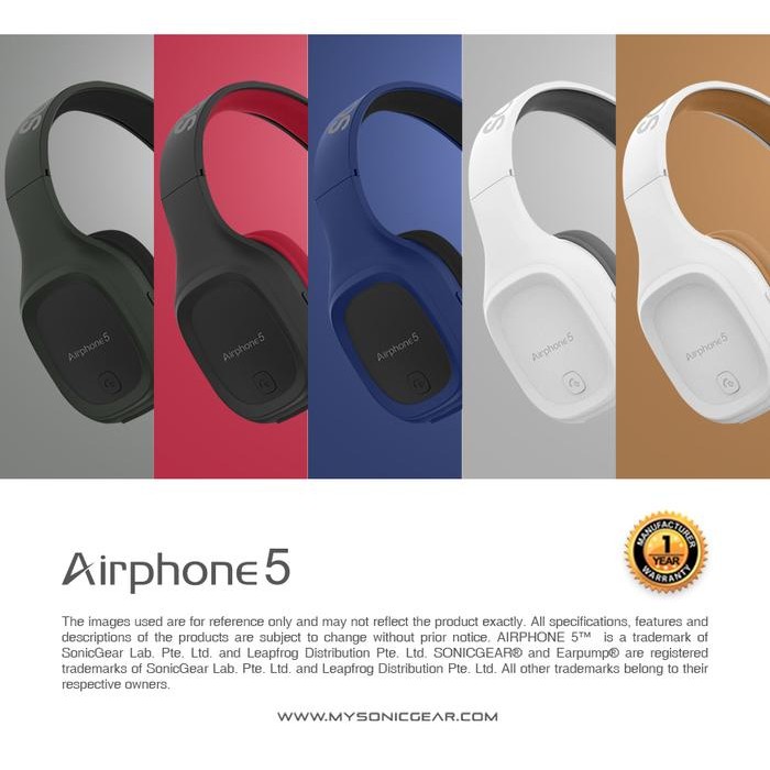 Jual SonicGear Airphone 5 (2019) Bluetooth Headphone - Black Blue ...