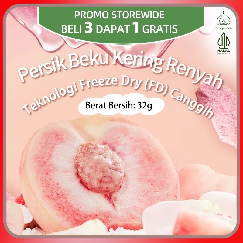 Jual [Luckymore] HALAL Persik Beku Kering Renyah 32gr - Keripik Persik ...