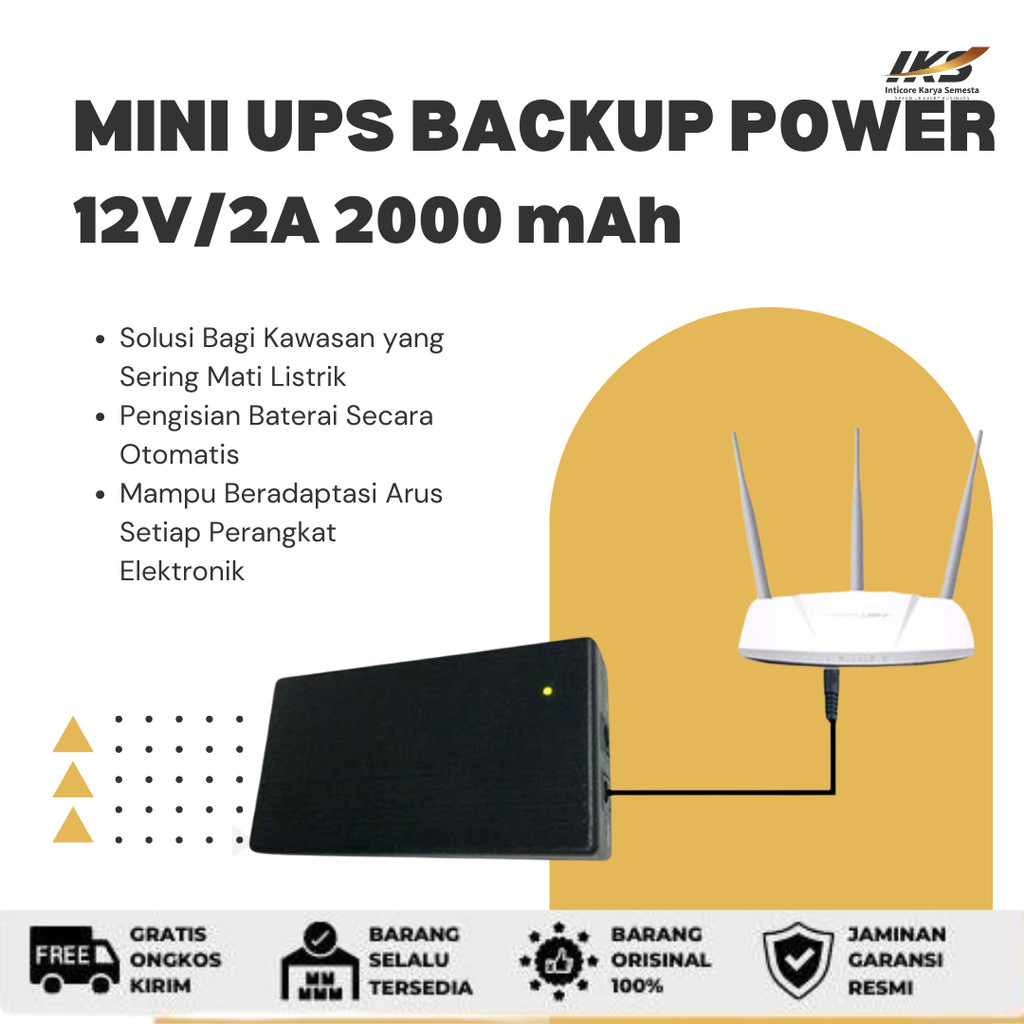 Jual Mini UPS 12V/2A Power Supply DC UPS Router Backup Power 2000mAh ...