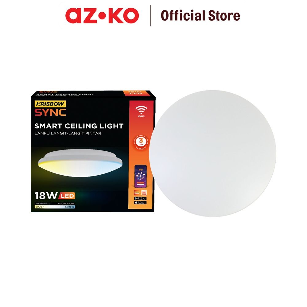 Jual AZKO Krisbow Sync Smart Lampu Langit-Langit Wifi 18 Watt | Shopee ...