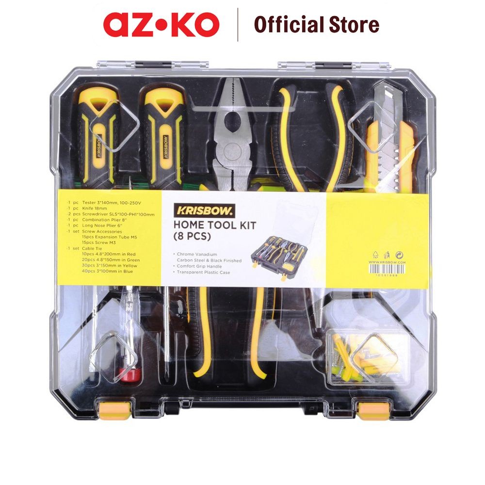 Jual AZKO Krisbow Set 8 Pcs Perkakas Rumah Tangga - Hitam Set Tool Kit ...