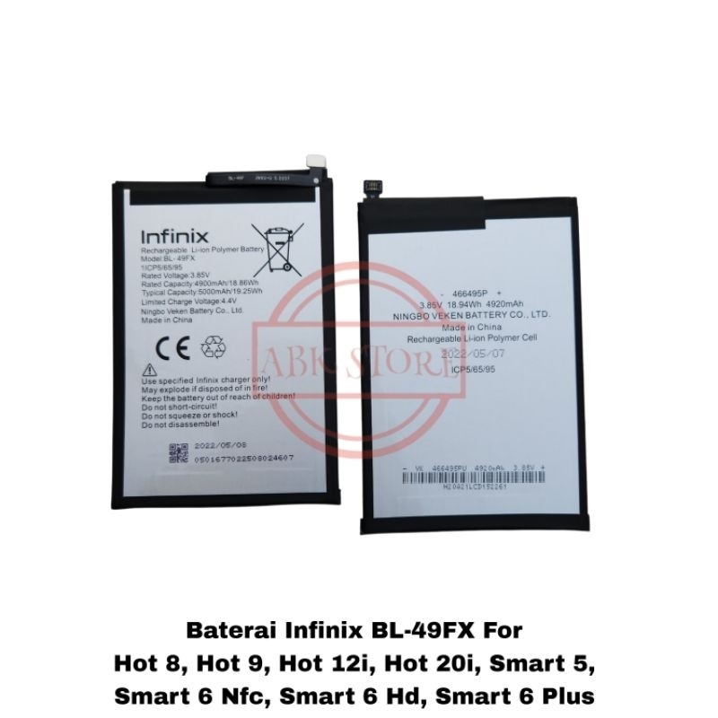 Jual Baterai BL-49FX Infinix Hot 8, Hot 9, Hot 12i, Hot 20i, Smart 5 ...