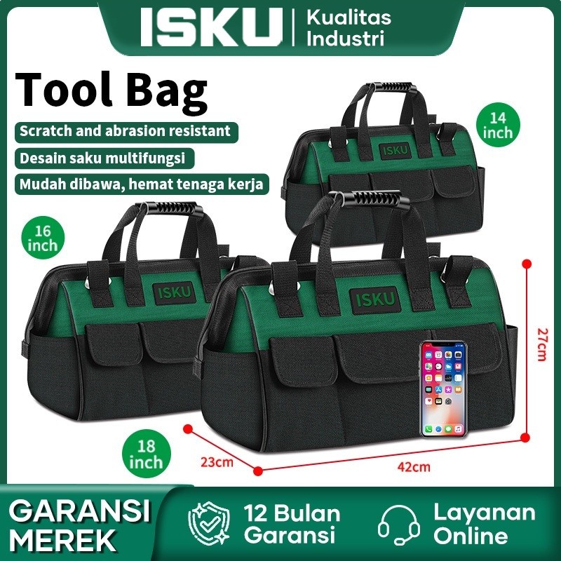 Jual ISKU Tool Bag 13-17 Inch Tas Alat Kain Oxford Tebal Toolbag ...