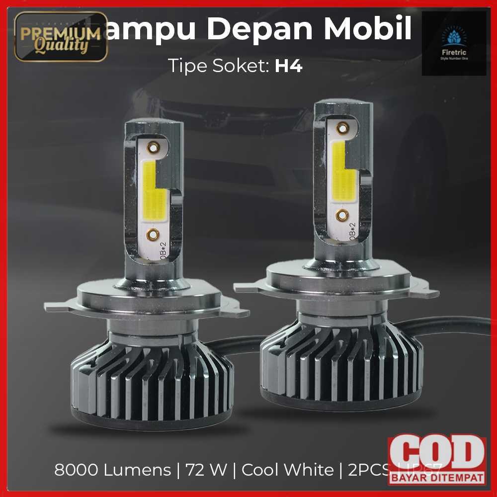 Jual (2 Pcs) Lampu Mobil LED COB H4 72W 8000LM Headlight Car Fog Bulb/ Lampu Utama Mobil Avanza ...