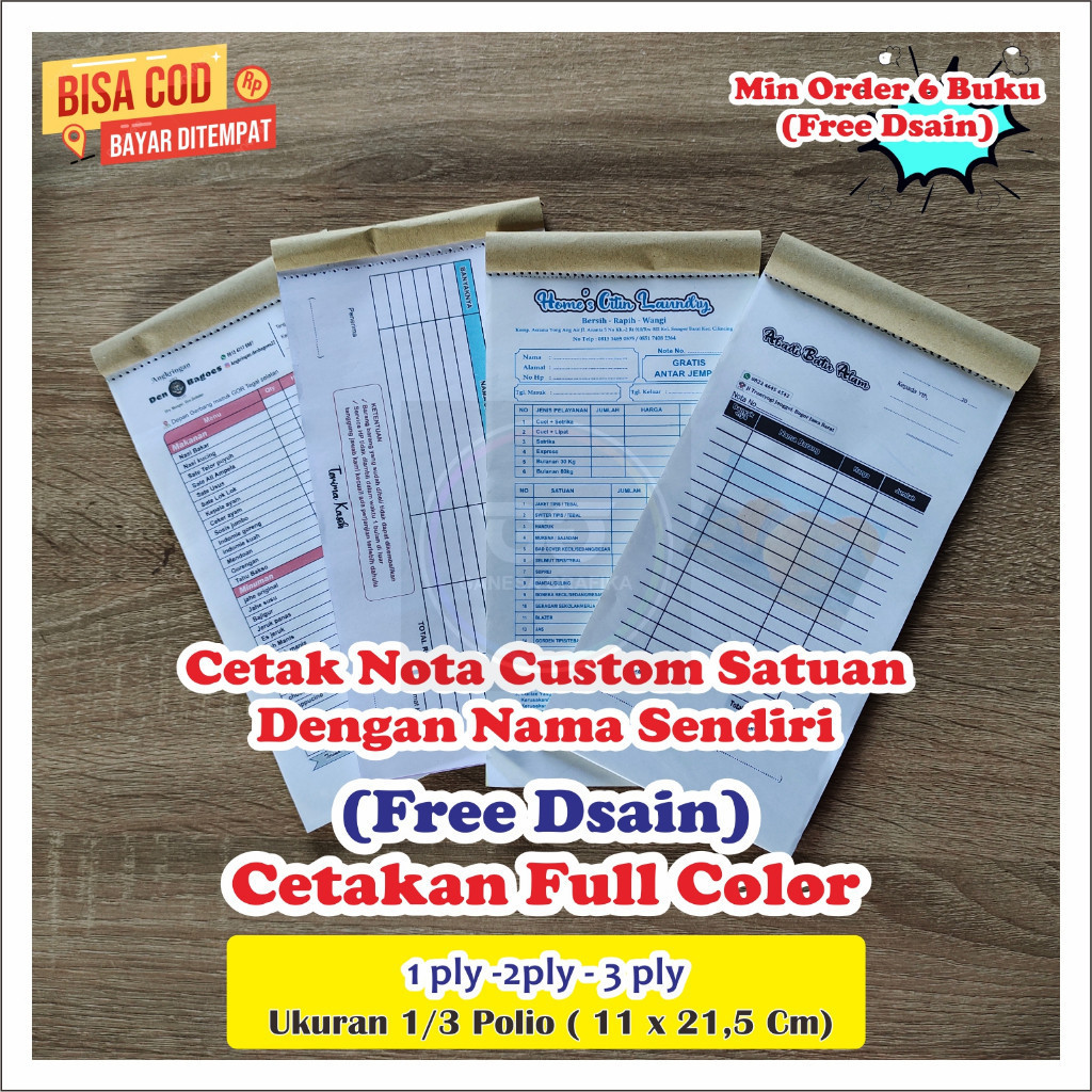 Jual Cetak Nota custom 2 play nama toko sendiri UKURAN 1/3 fOLIO nota ...