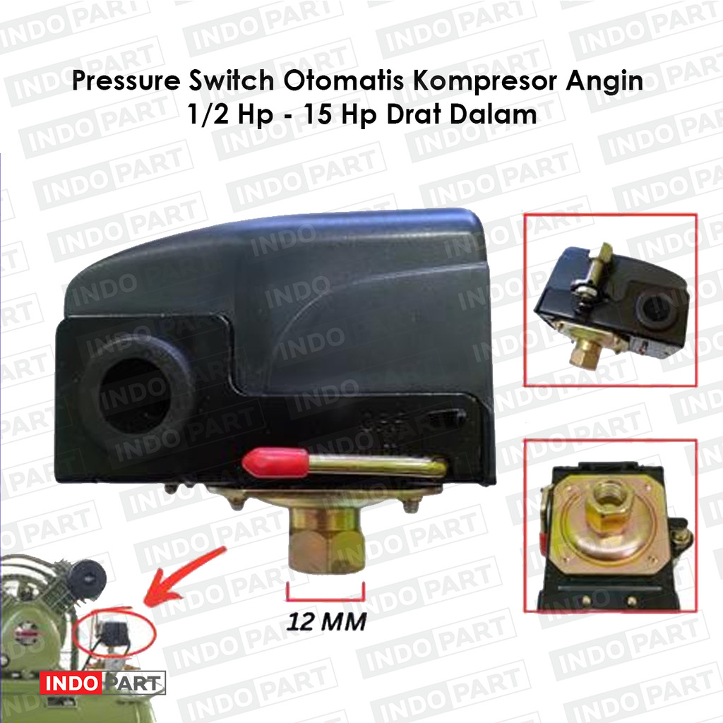 Jual Pressure Switch Otomatis Kompresor Angin 1/2 – 15 HP | Female Drat ...