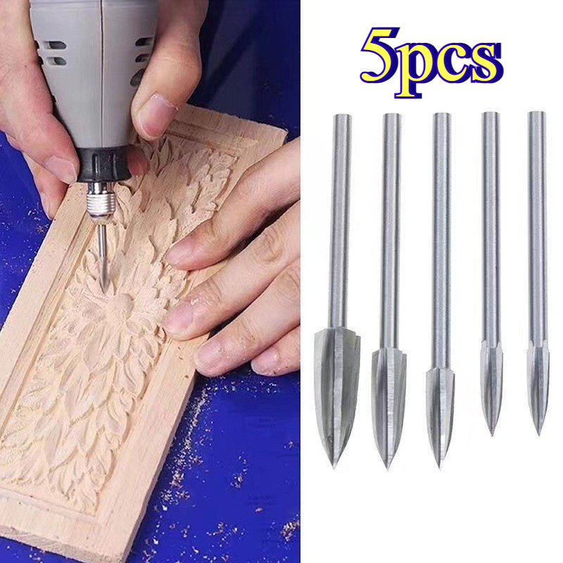 Jual Electric Wood Carving Drill Bits Set with 5 Milling Cutters for ...