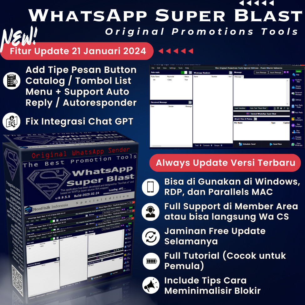 Jual NEW WhastsApp Super Blast Spesial Edition Promotions Tools Original - Versi Lebih Tinggi ...