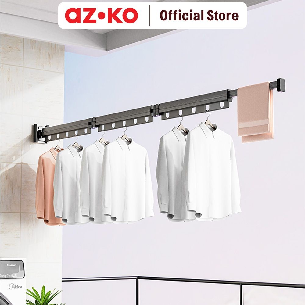 Jual AZKO Stora 126 cm Gantungan Baju Dinding Lipat Pengait Baju Tembok ...
