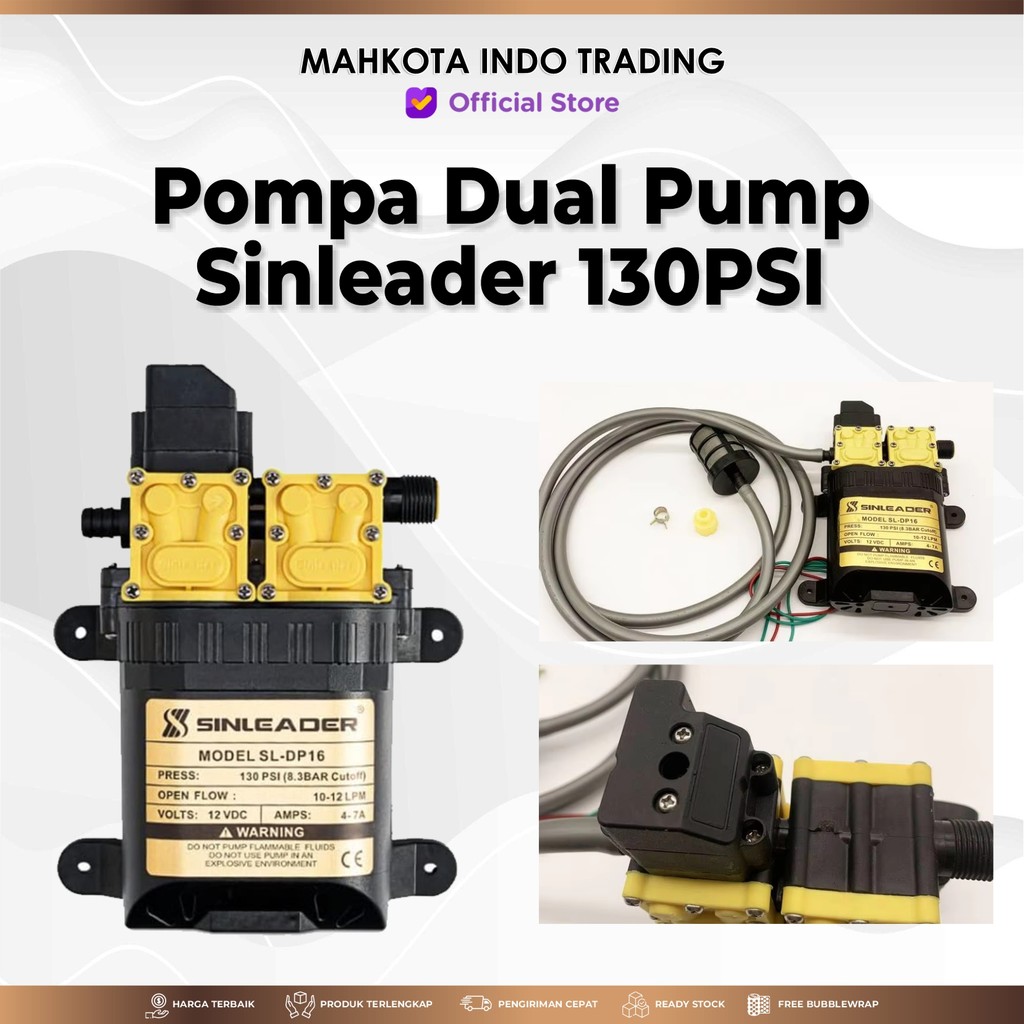 Jual Pompa DC 12V Double Pump JET 130PSI SINLEADER SL-DP16 Original Berkualitas | Shopee Indonesia