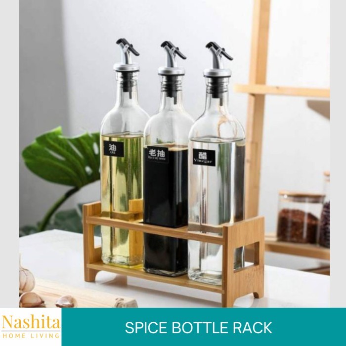 Jual Rak botol bumbu kayu 3 lubang | Shopee Indonesia