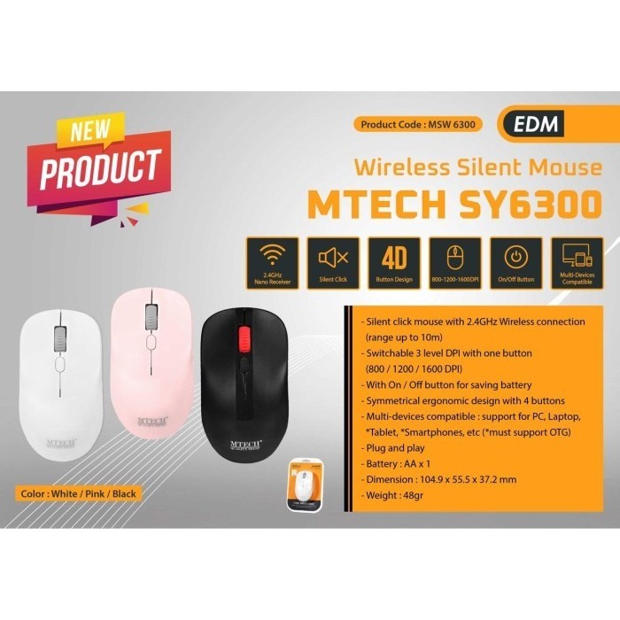 Jual NEW Mouse Wireless M-Tech SY-6300 Silent Click 2.4Ghz MOUSE MURAH ...