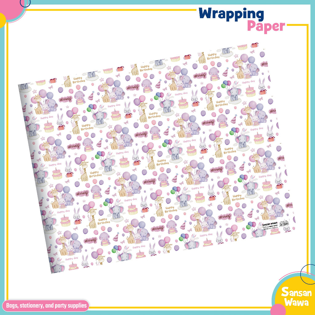 Jual (Paket 5 lembar) Motif Birthday hbd Kertas Kado uk standar Sansan ...