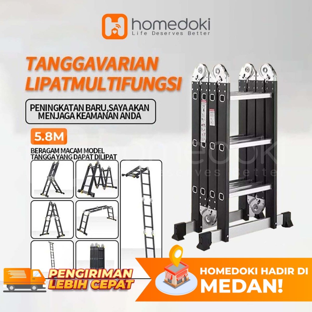 Jual Homedoki Tangga Lipat Aluminium/Tangga Besi/Tangga Lipat/Tangga 9 ...