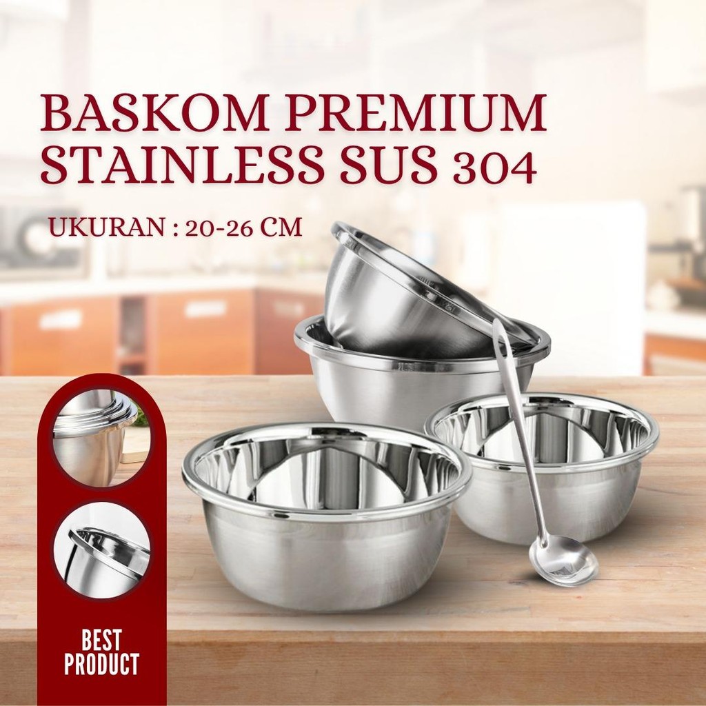 Jual BMW Kitchenware - Paket 4 PCS Baskom Bahan Stainless Steel Tebal ...