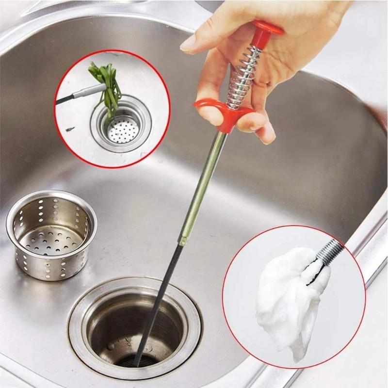Jual 60cm Spring Pipe Dredging Tools Drain Snake Drain Cleaner Sticks ...